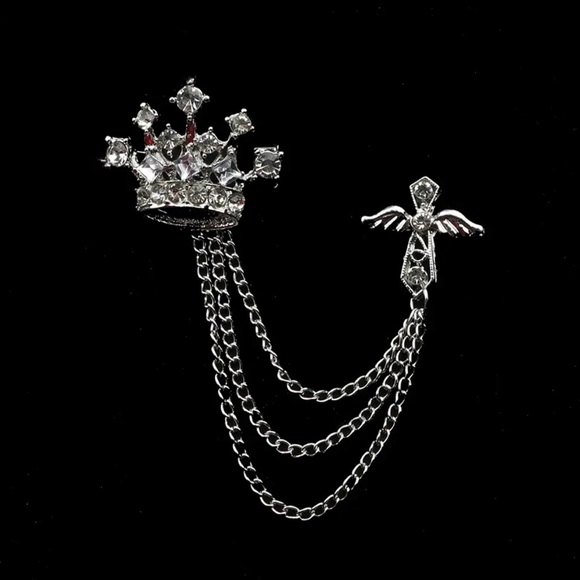 Accessories | Collar Chain Pins With Royal Crown And A Cross | Poshmark
